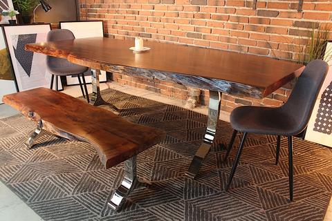 Acacia Live Edge Dining Table With Chrome - Woodify Canada