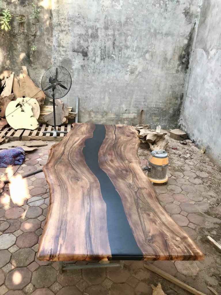 Black Epoxy River Walnut Table - Woodify Canada