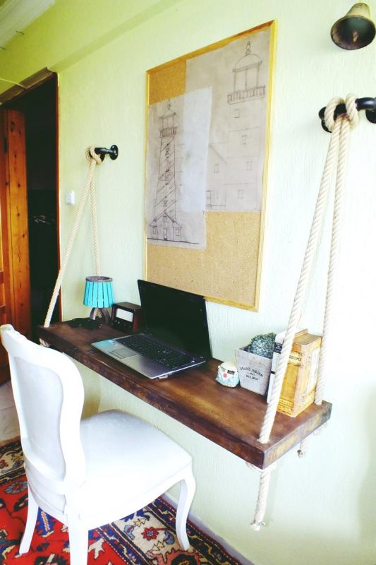 Unique Wall Mounted Black Walnut Hanging Desk - Woodify Canada