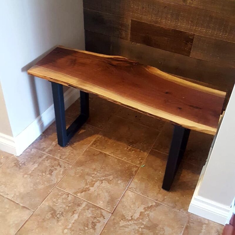 Custom Made Walnut Bench U-Shape Legs - Woodify Canada