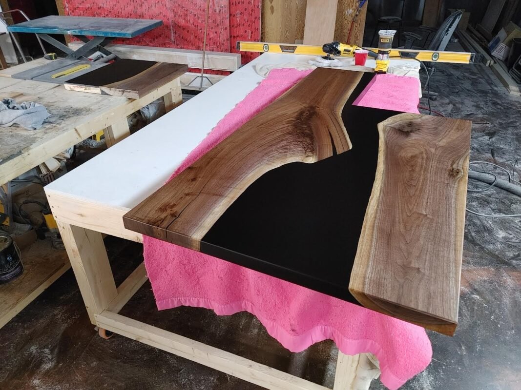 Epoxy River Kitchen Islands - Walnut - Customized - Woodify Canada