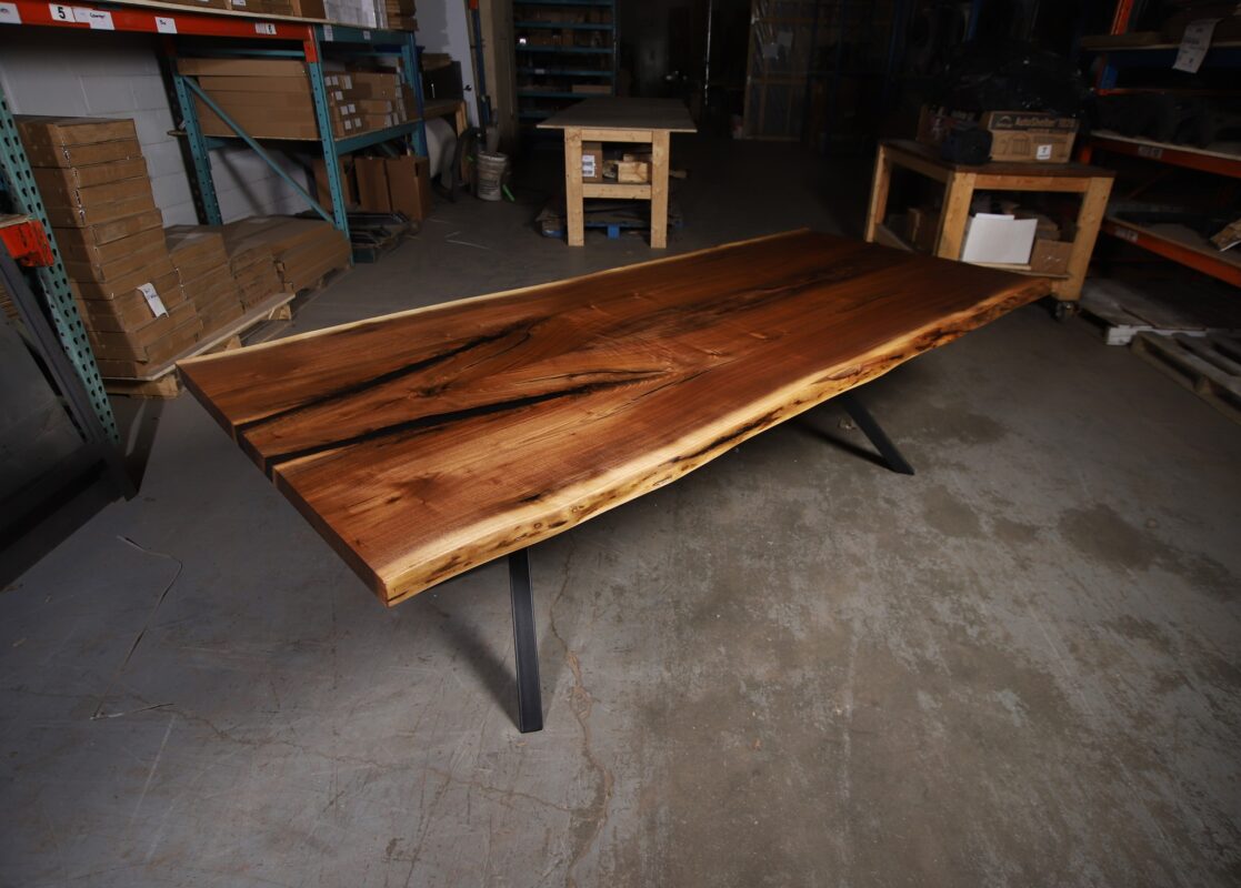 Live Edge Walnut Dining Table with “K” shaped Base - Woodify Canada