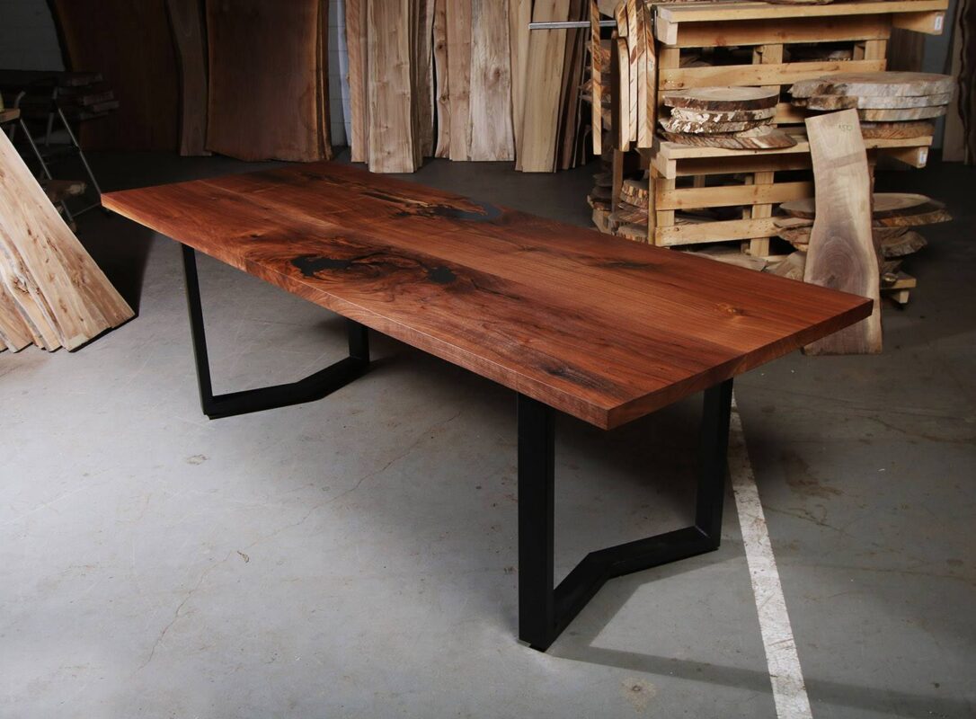 Walnut Dining Table with V shaped Legs - Woodify Canada