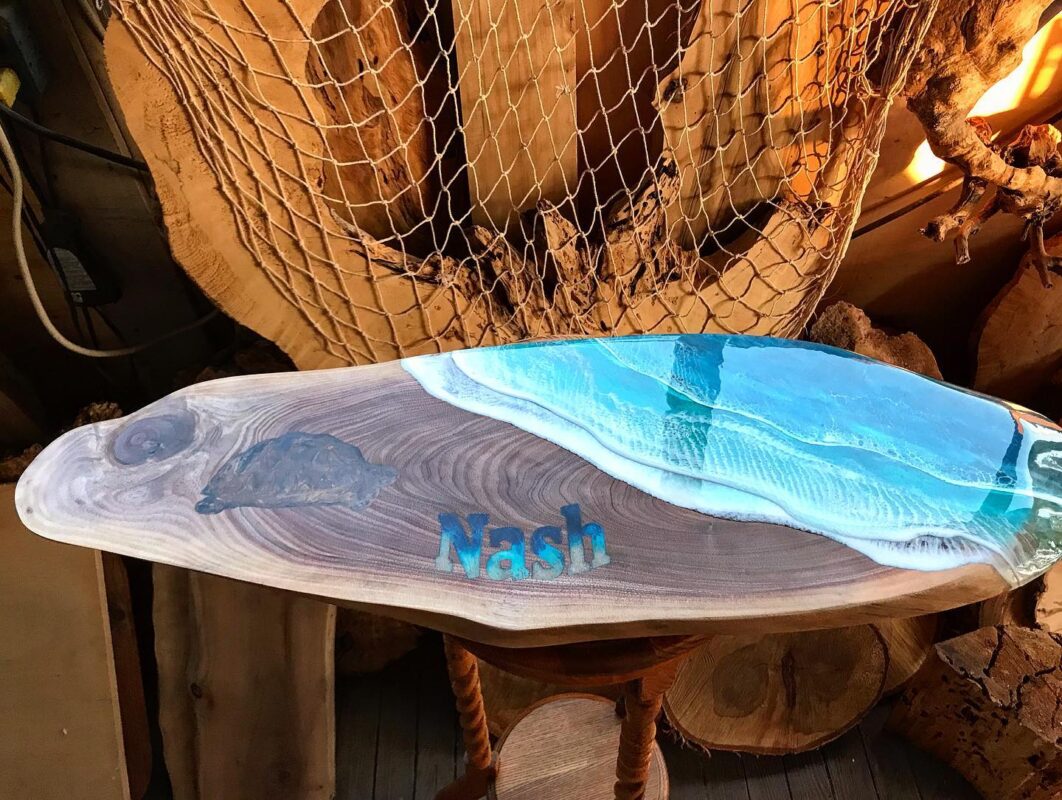 Epoxy Ocean Coffee Stylish Table with waves - Woodify Canada