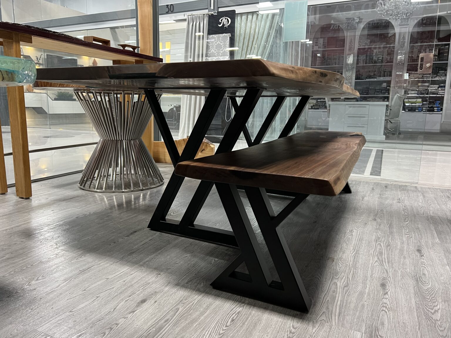 Black Walnut Epoxy River Table with Matching Bench - Woodify Canada