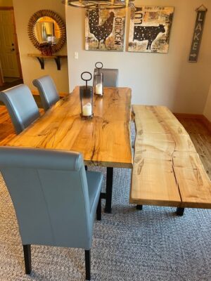 LIVE EDGE MAPLE DINING TABLE & MAPLE BENCH - Woodify Canada