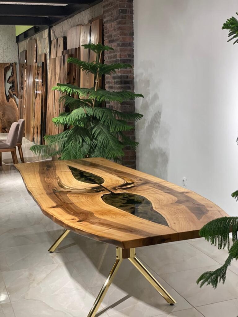 Custom inch Walnut Resin Dining Table - Woodify Canada