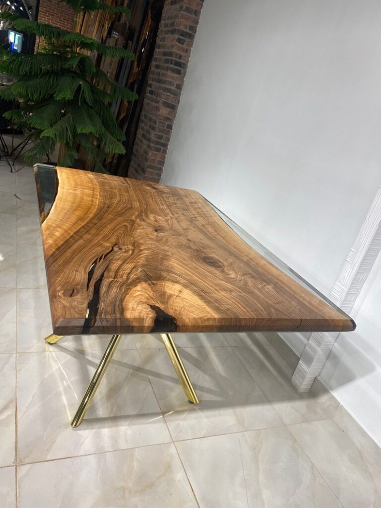 Small Epoxy Walnut Slab Table - Woodify Canada
