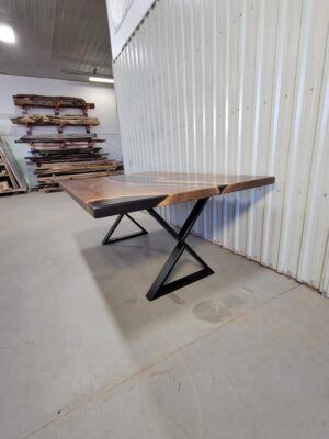 Walnut Dining Table 6ft x 4ft Black Epoxy with Z-Shaped Legs - Woodify ...