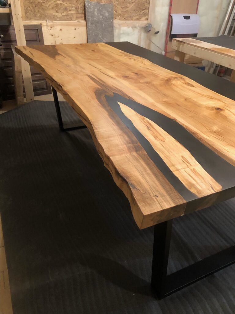 6.5ft x 3.5ft Ambrosia Maple Slab Custom Epoxy Dining Table - Woodify ...